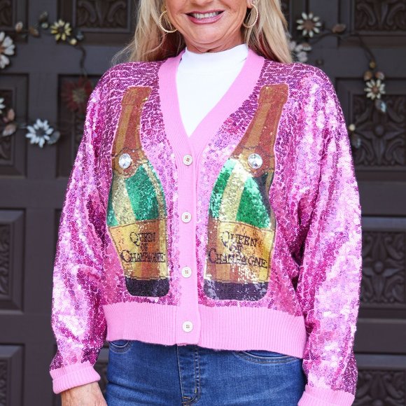QUEEN OF SPARKLES | Sweaters | Nwt Queen Of Sparkles Pink Sequin ...